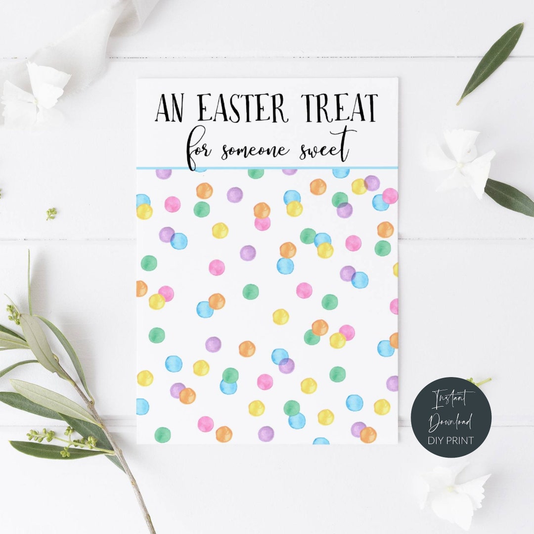Printable Easter Mini Cookie Card, Pastel Spots Happy Easter Cookie ...
