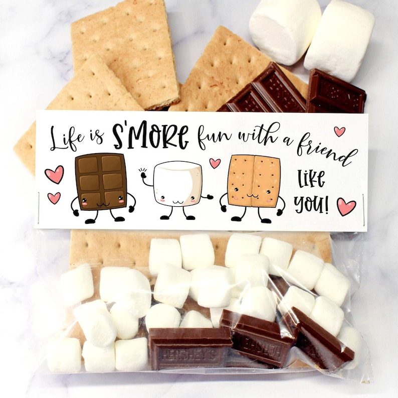 S'mores Valentine's Day Treat Bag Toppers, Printable Valentine Tags, S ...