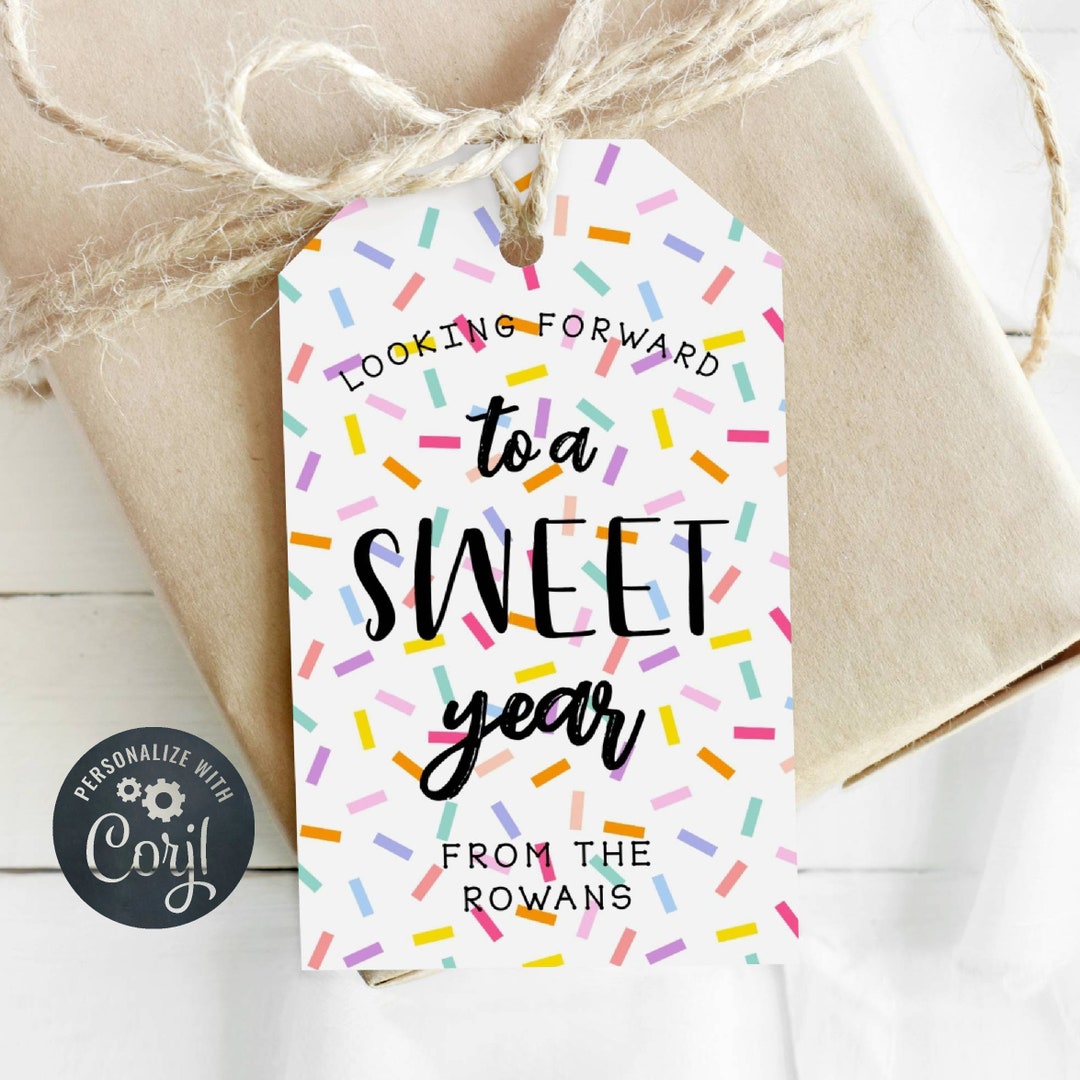 Sweet Year Gift Tag Template, Printable Rainbow Sprinkles Back to ...