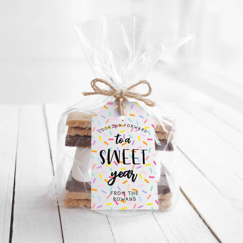 Sweet Year Gift Tag Template Printable Rainbow Sprinkles Back - Etsy