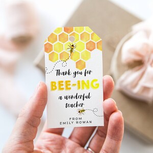 Printable Teacher Appreciation Gift Tag Template, Thank You for Bee-ing ...