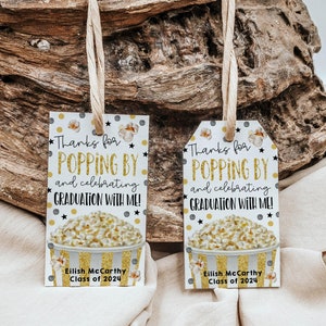 Graduation Popcorn Favor Tag Template, Printable Thanks for Popping by ...
