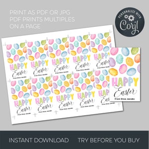 Happy Easter Gift Tag Template, Printable Easter Eggs Favor Tags ...