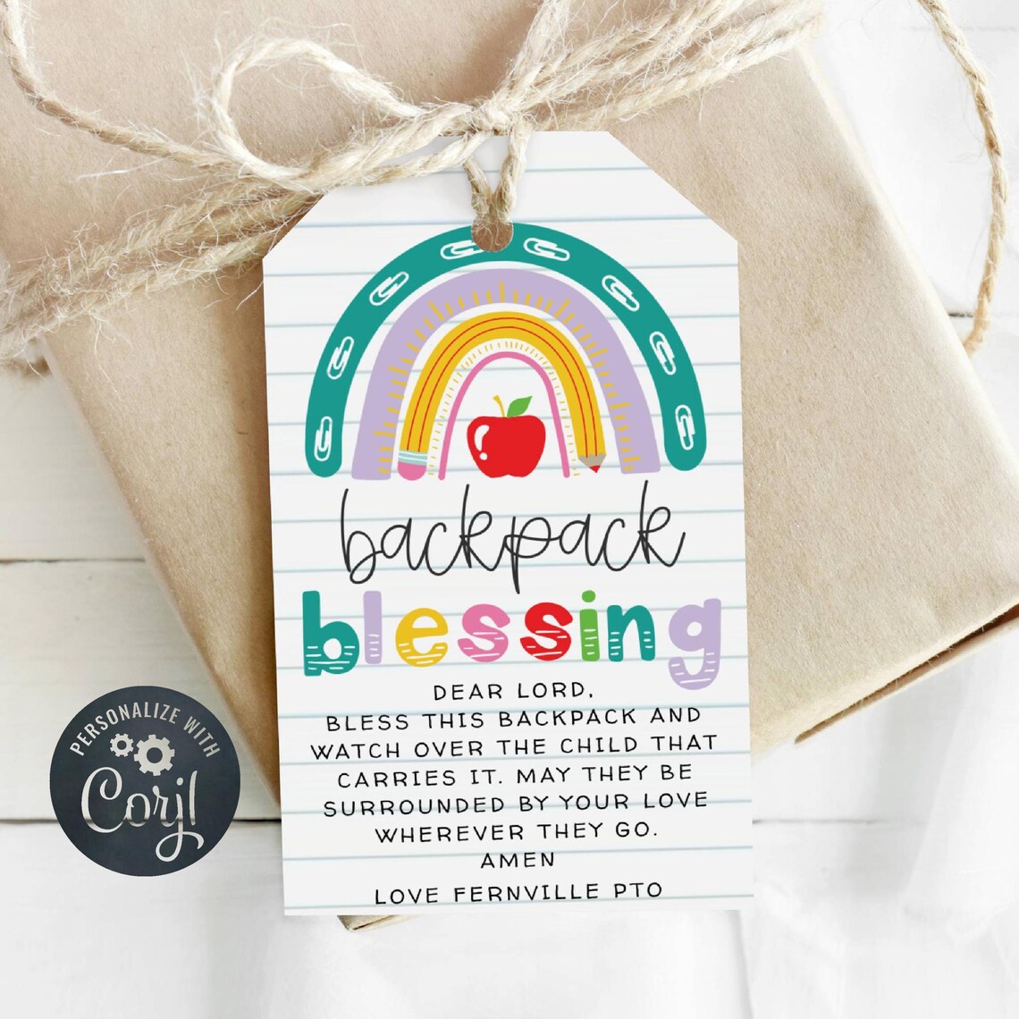 Backpack Blessing Gift Tag Template, Printable Back to School Religious ...