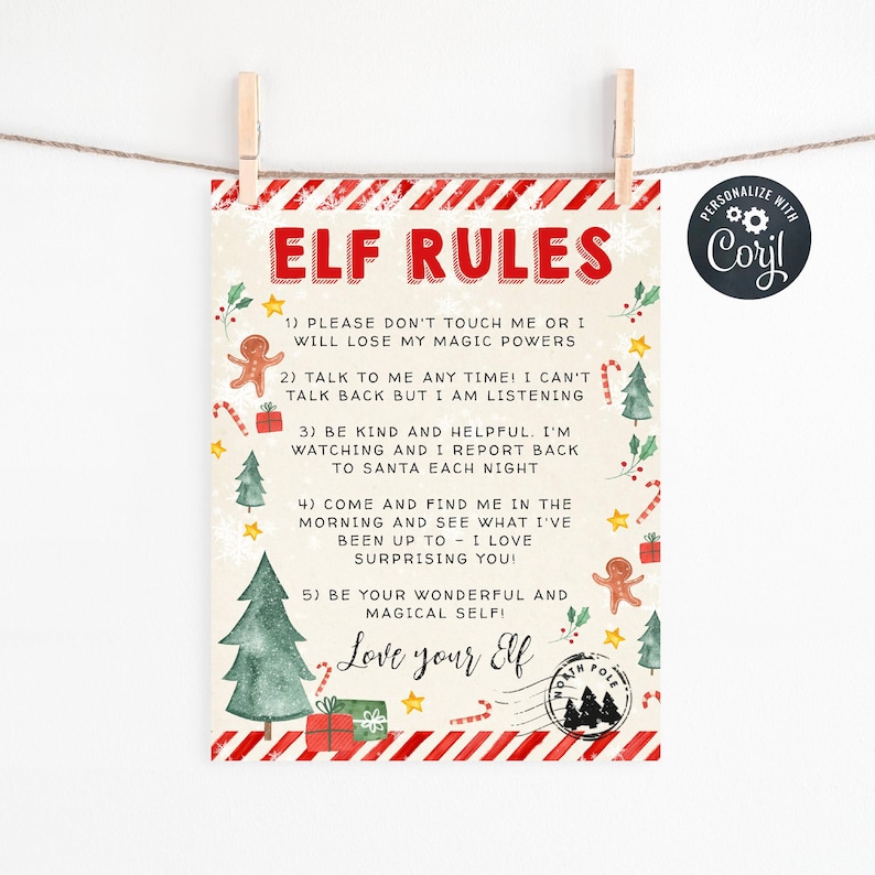 Elf Rules Sign Template, Printable Christmas Elf Arrival Letter ...