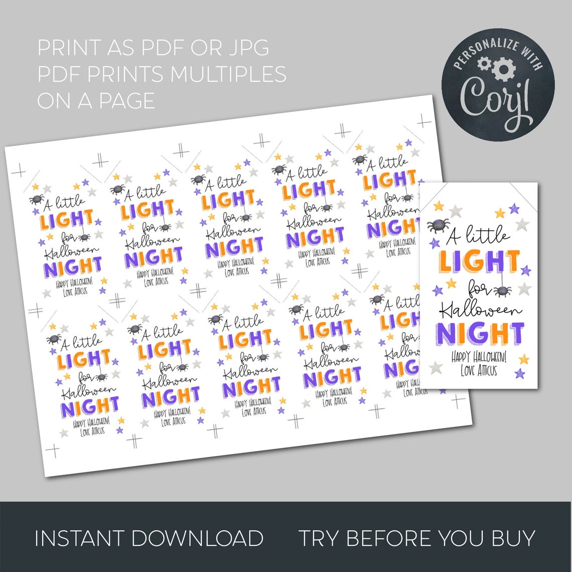 Printable Halloween Glow Stick Gift Tag Template A Little - Etsy