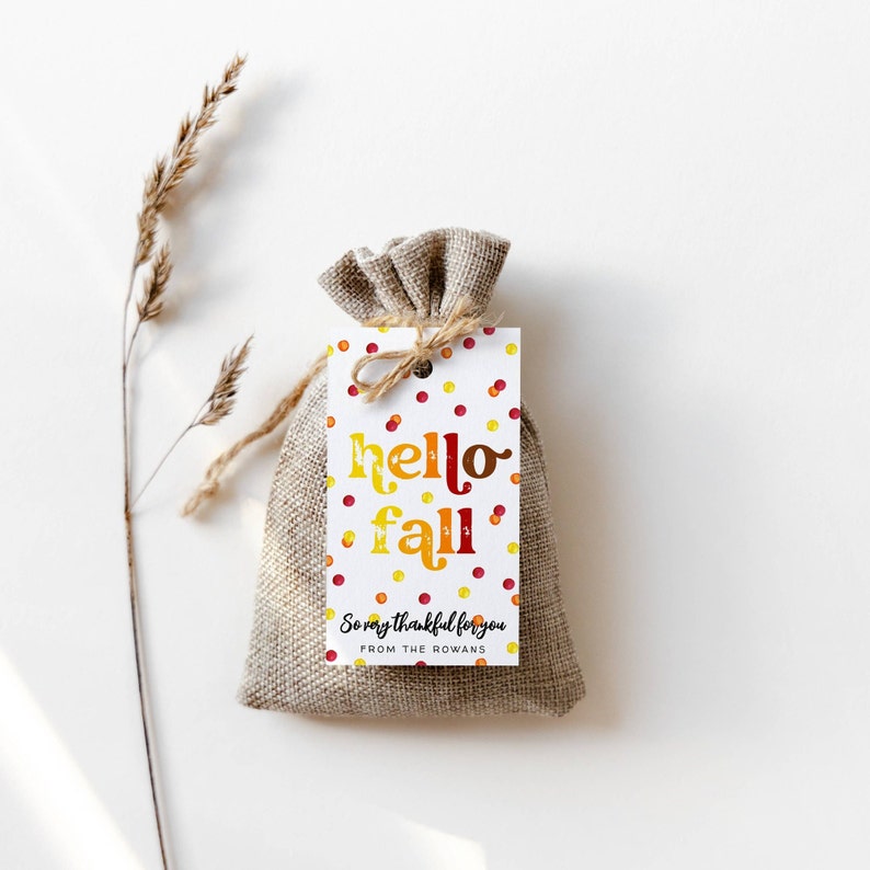 Hello Fall Gift Tag Template, Printable Happy Fall Favor Tag, Editable ...