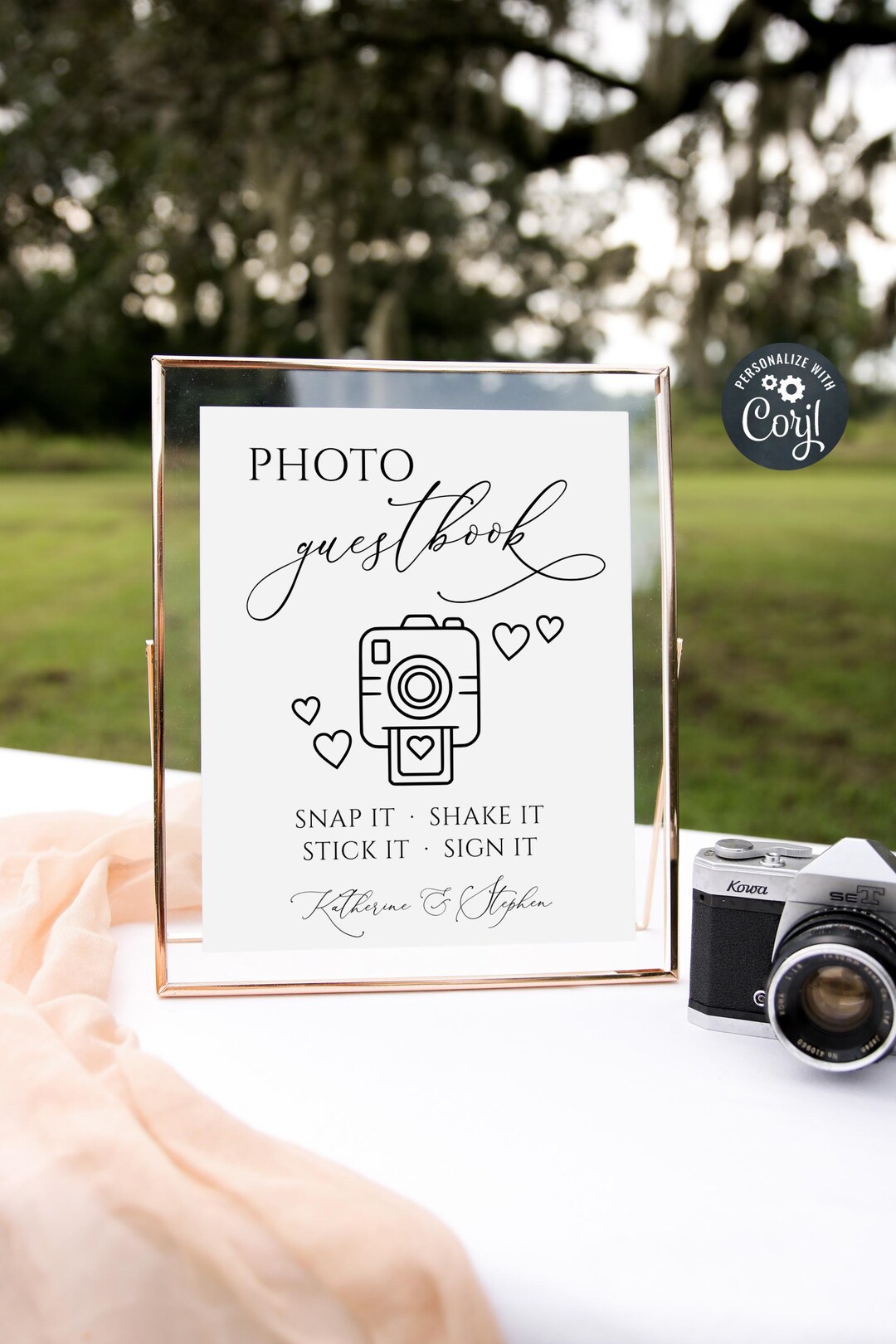 Photo Guestbook Sign Template, Printable Elegant Script Wedding ...