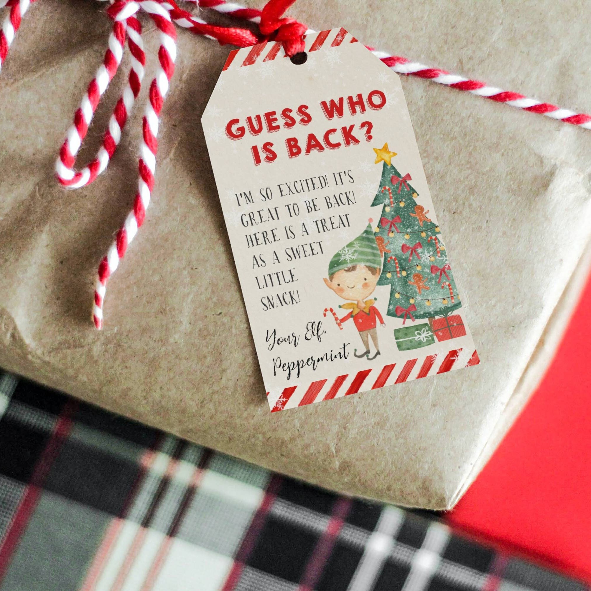 Editable Elf I'm Back Tags Printable Elf Treat Tags Elf - Etsy Canada