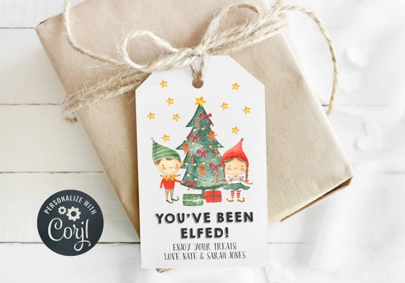 Editable You've Been Elfed Christmas Gift Tag Template | Etsy