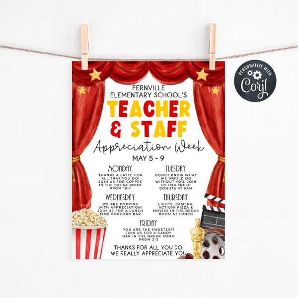 Hollywood Teacher Sign - Etsy