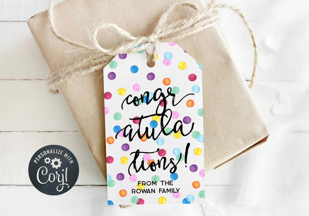 Printable Congratulations Gift Tag Template Editable - Etsy