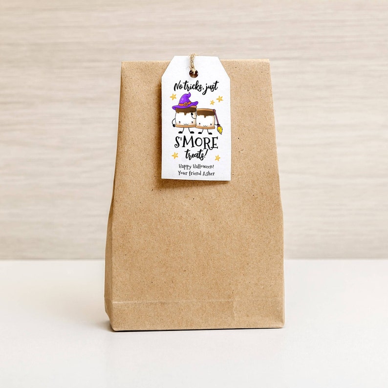 Halloween S'mores Gift Tag Template Printable No Tricks - Etsy