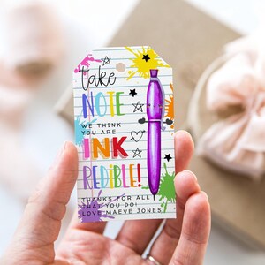 Teacher Appreciation Pens Gift Tag Template, Printable Take Note You ...