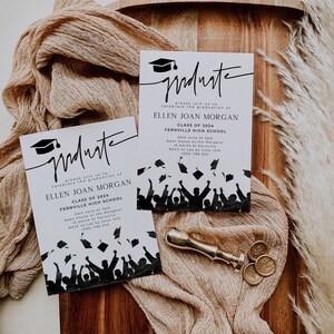 Minimalist Graduation Invitation Template, Printable Modern Graduate ...