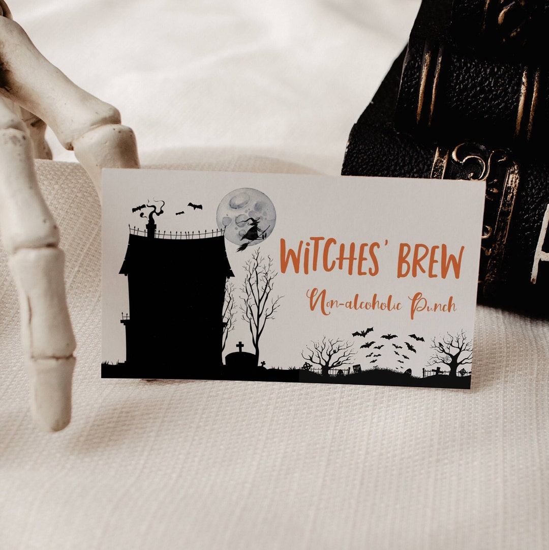 Halloween Food Label Template Printable Haunted House Buffet - Etsy