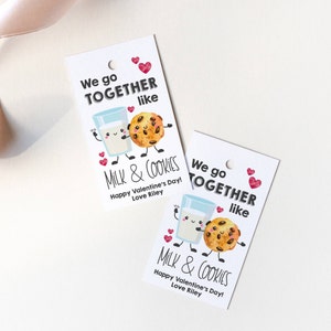 Milk and Cookies Valentine's Day Gift Tag Template, Printable We Go ...