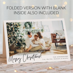 Modern Minimalist Photo Holiday Card Template, Printable Simple ...