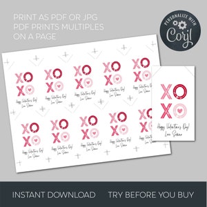 Minimalist Valentine's Day Gift Tag Template, Printable XOXO Valentine ...