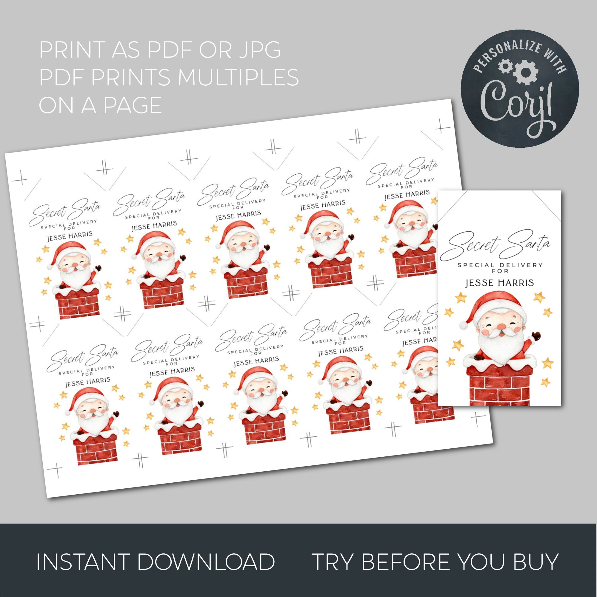 Secret Santa Gift Tag Template, Printable Kris Kringle Gift Tags ...