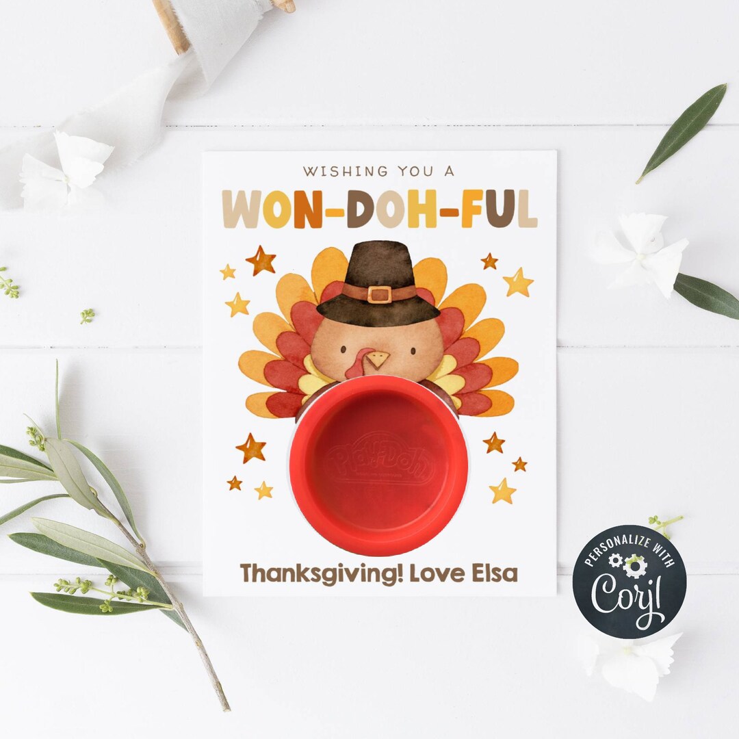 Thanksgiving Play Doh Card Template, Printable Won-doh-ful Cute Turkey ...