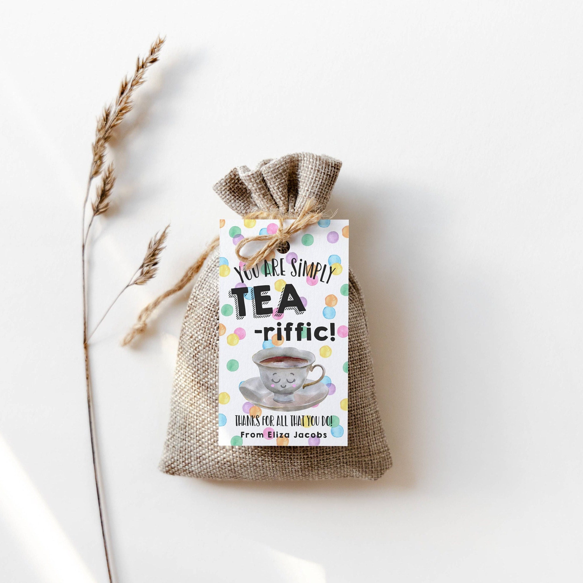 Tea Gift Tag Template Printable Tea-riffic Thank You Tags - Etsy Canada