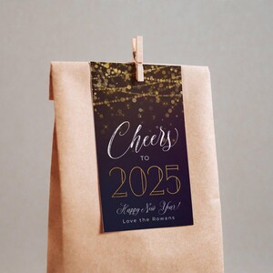 New Year's Eve Gift Tag Template, Printable Cheers to 2025 NYE Favor ...