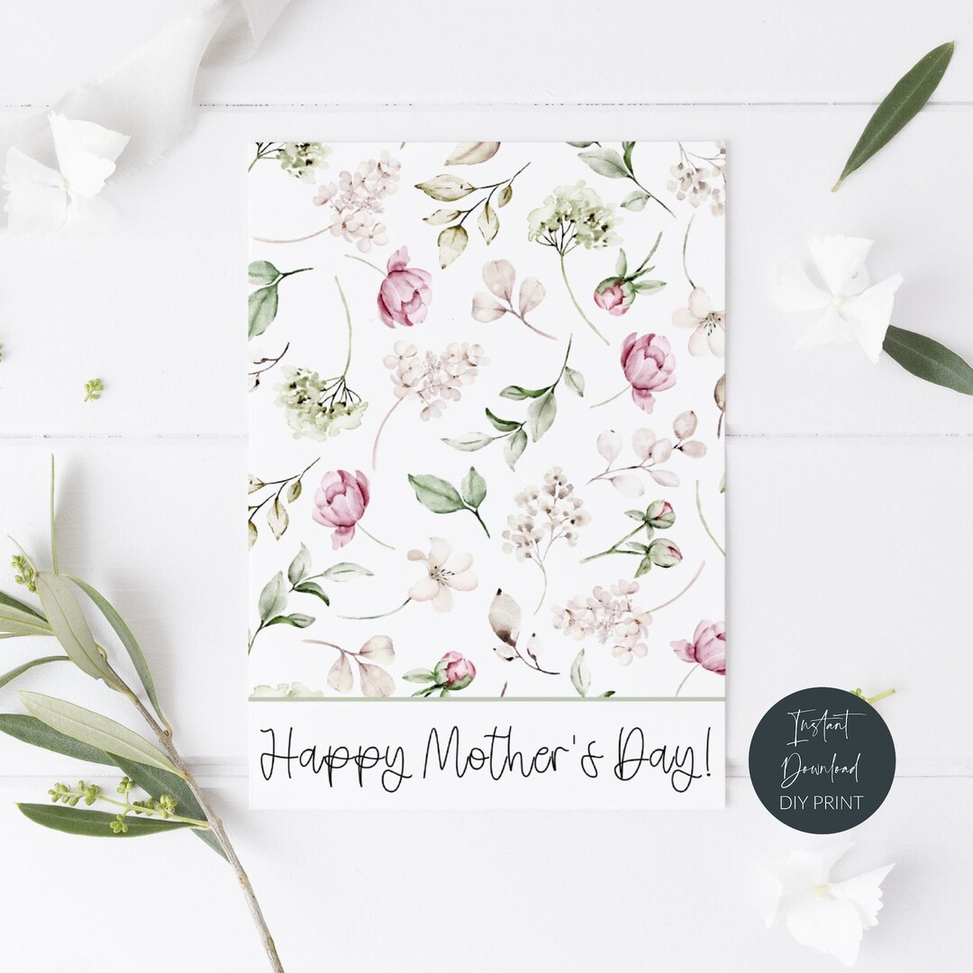 Printable Mother's Day Mini Cookie Card, Floral Peonies Cookie Card ...