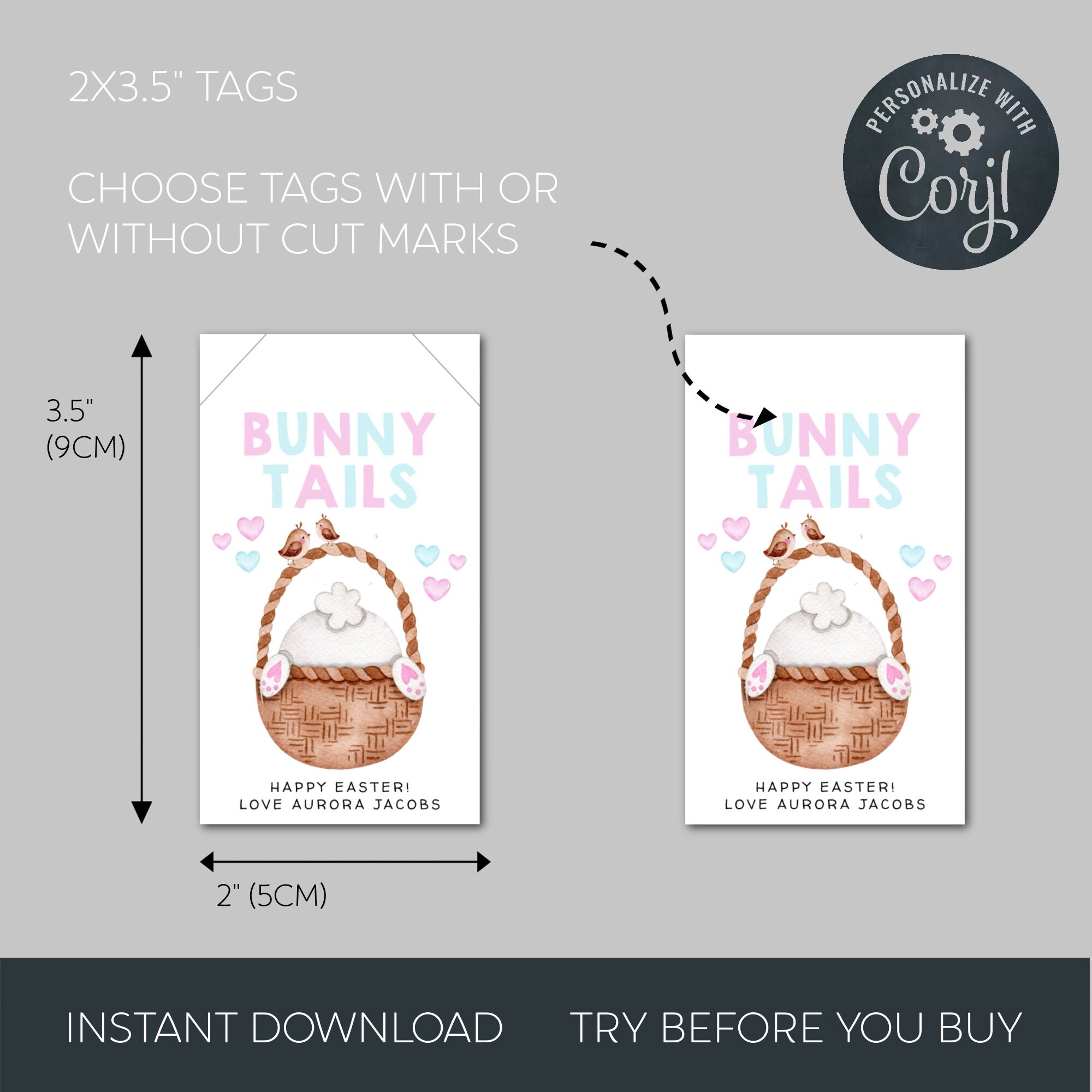 Easter Bunny Tails Gift Tag Template, Printable Easter Basket Favor ...