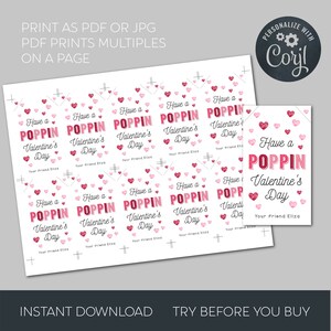 Popcorn Valentine Gift Tag Template, Printable Have A Poppin Valentine ...