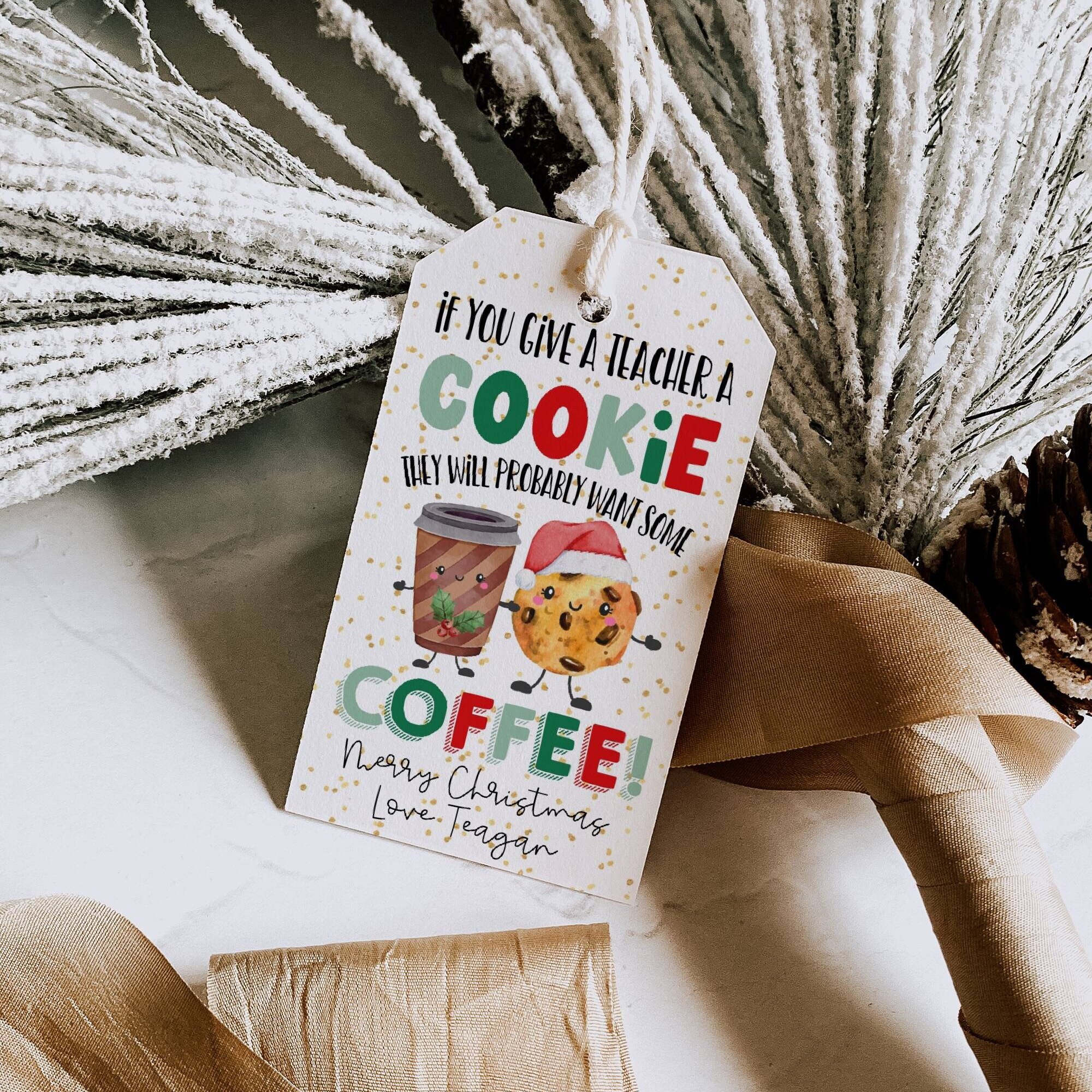 Christmas Teacher Cookie Gift Tag Template, Printable Teacher ...