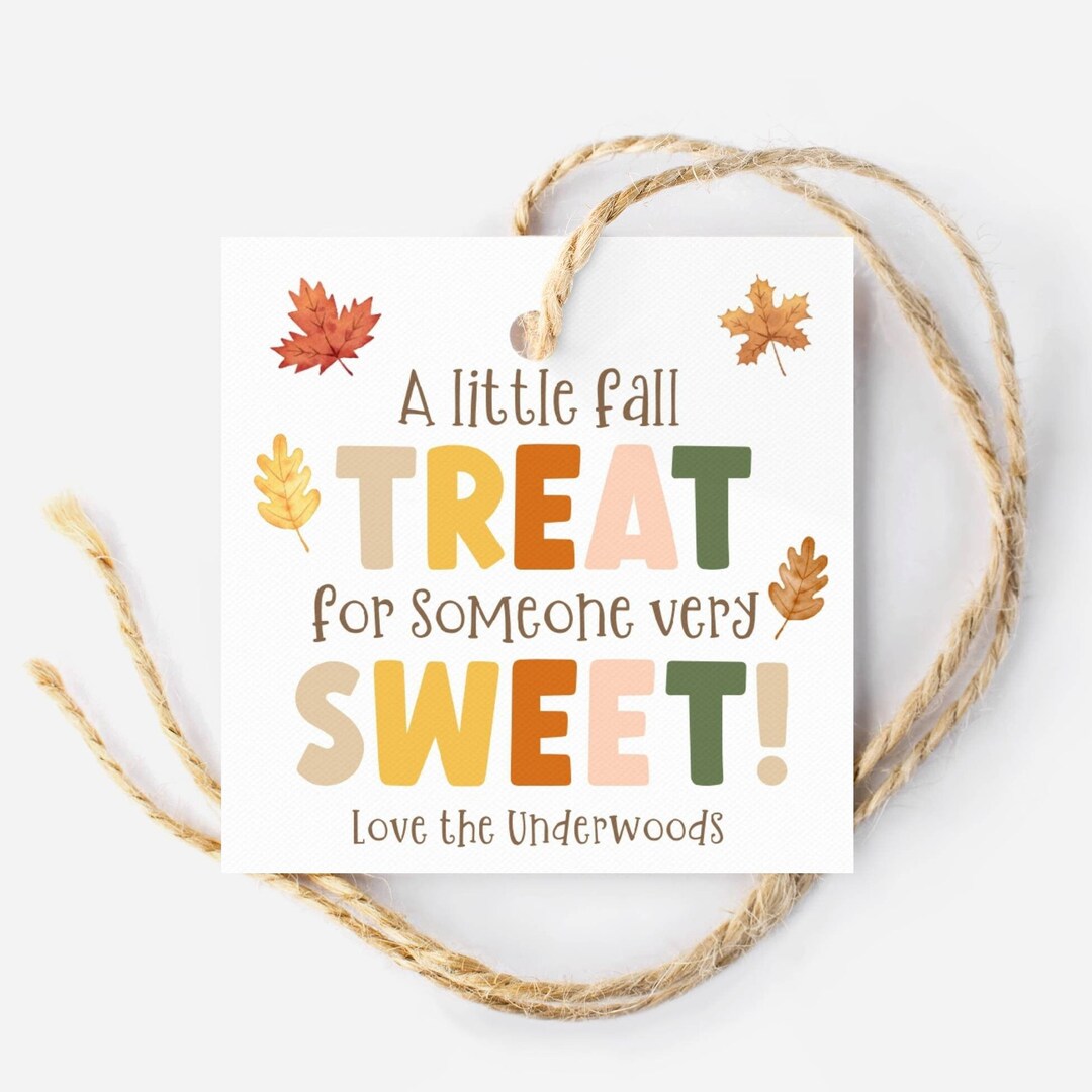Fall Treat for Someone Sweet Square Favor Tag Template - Etsy