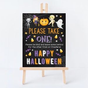 Printable Halloween Door Sign Template, Please Take One Poster, Trick ...