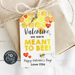 Bee Valentine's Day Gift Tag Template, Printable Meant to Bee Valentine ...