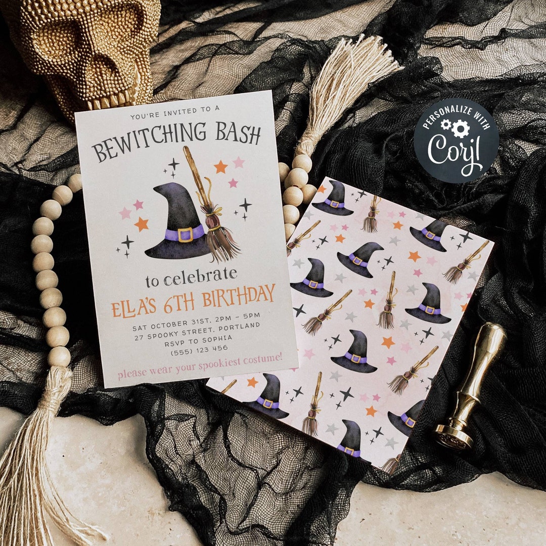 Bewitching Bash Halloween Birthday Invitation Template, Printable Witch ...