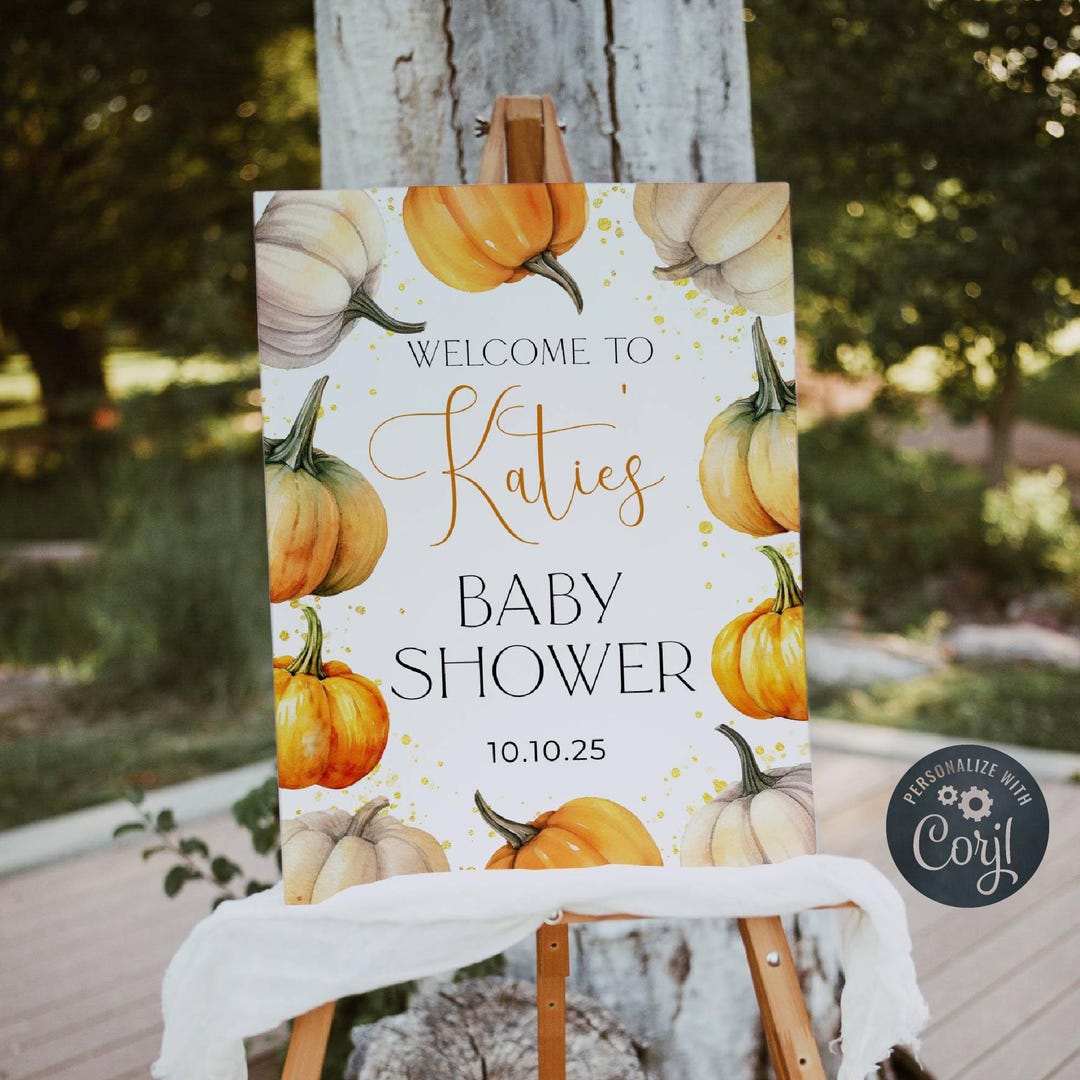 A Little Pumpkin Baby Shower Welcome Sign Template, Printable Fall ...