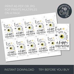 Eyeball Halloween Gift Tag Template, Printable Eye Hope You Have A ...