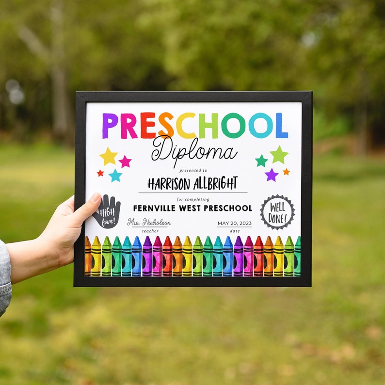 Editable Preschool Diploma Template, Printable Preschool Graduation ...