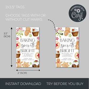 Baking Spirits Bright Christmas Gift Tag Template, Printable Holiday ...
