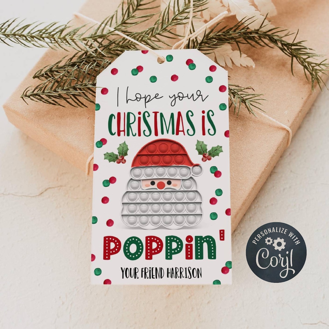 Christmas Pop It Gift Tag Template, Printable Poppin' Christmas Fidget ...