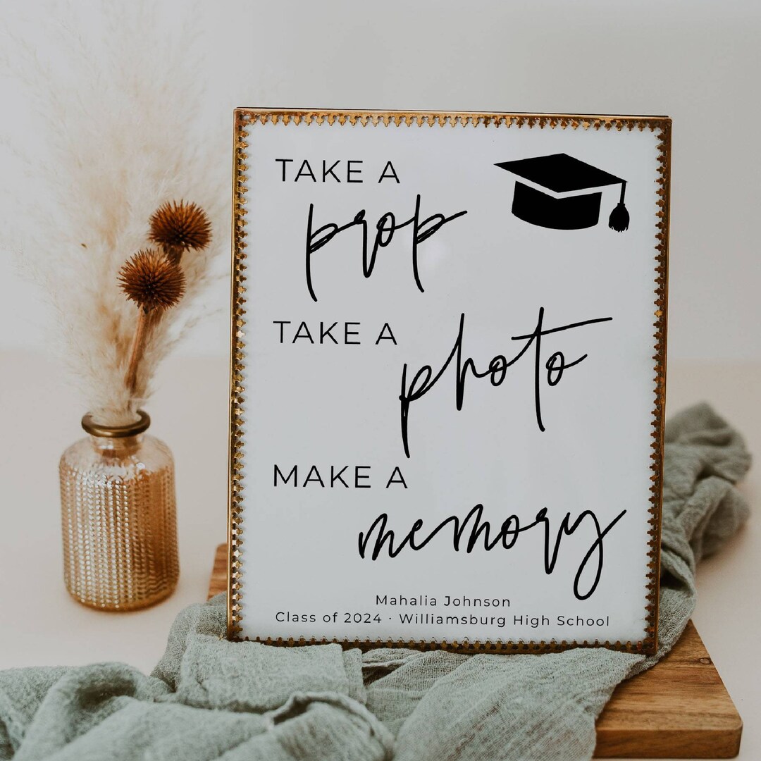 Graduation Photo Booth Sign Template, Printable Photo Prop Memory Sign ...