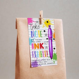 Teacher Appreciation Pens Gift Tag Template, Printable Take Note You ...