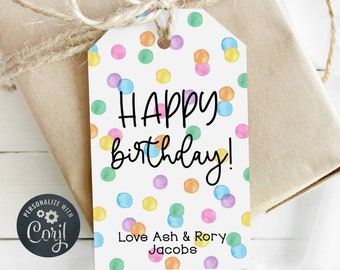 Happy Birthday Candle Party Gift Tags Printable Gift Tags - Etsy