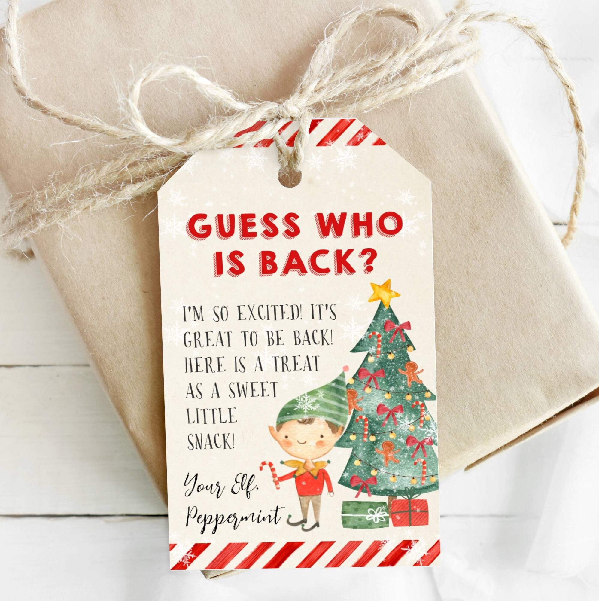 Editable Elf I'm Back Tags Printable Elf Treat Tags Elf - Etsy Canada