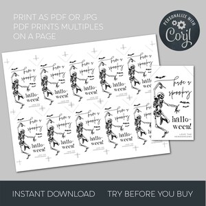Dancing Skeleton Halloween Gift Tag Template, Printable Spooky ...