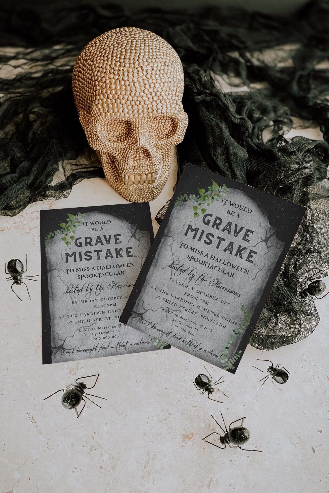 Tombstone Halloween Invitation Template, Printable Gravestone Halloween ...