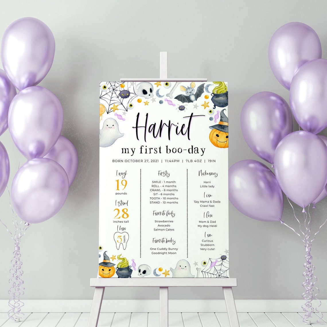Editable Halloween Birthday Milestone Sign Template Printable - Etsy