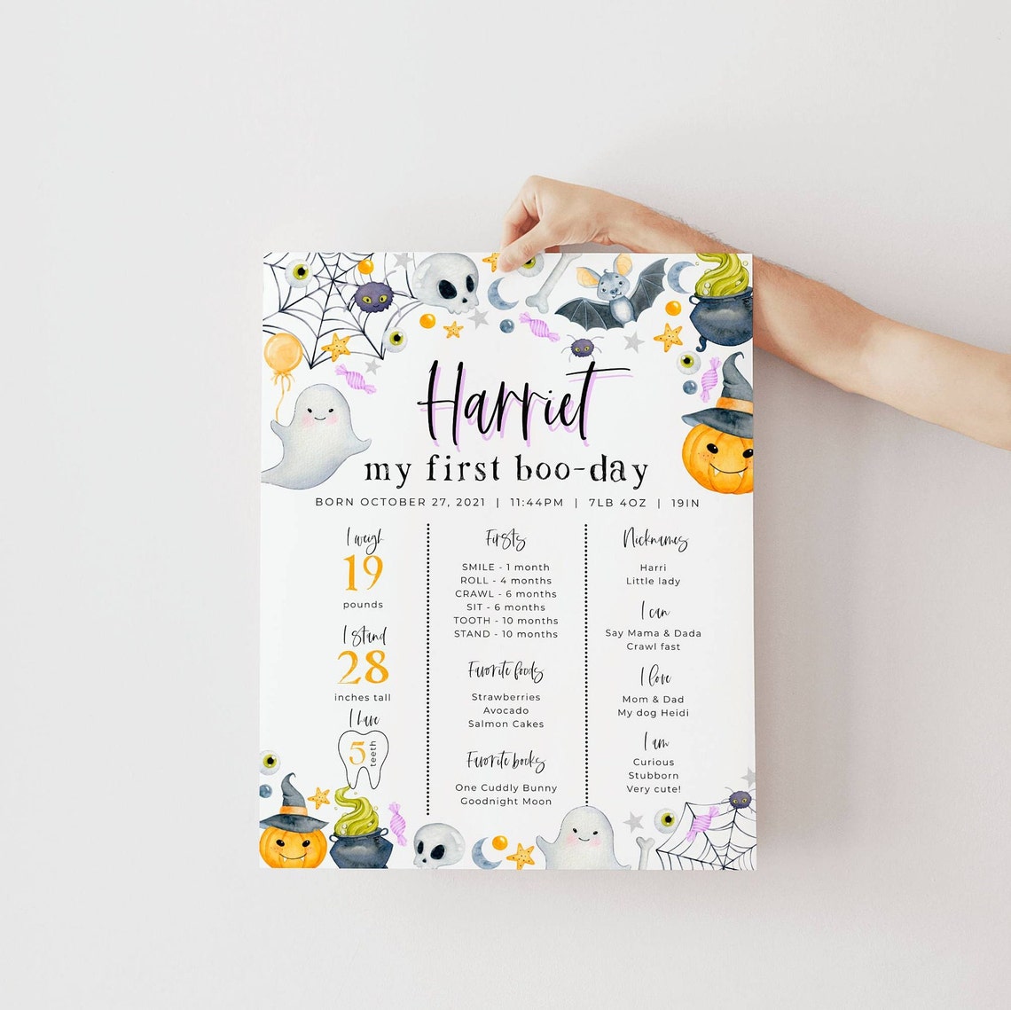 Editable Halloween Birthday Milestone Sign Template Printable - Etsy