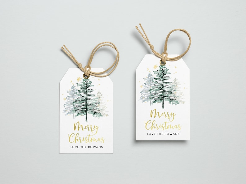 Christmas Pine Tree Gift Tag Template Printable Holiday Favor | Etsy