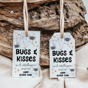 Bugs & Kisses Halloween Gift Tag Template Printable Halloween - Etsy